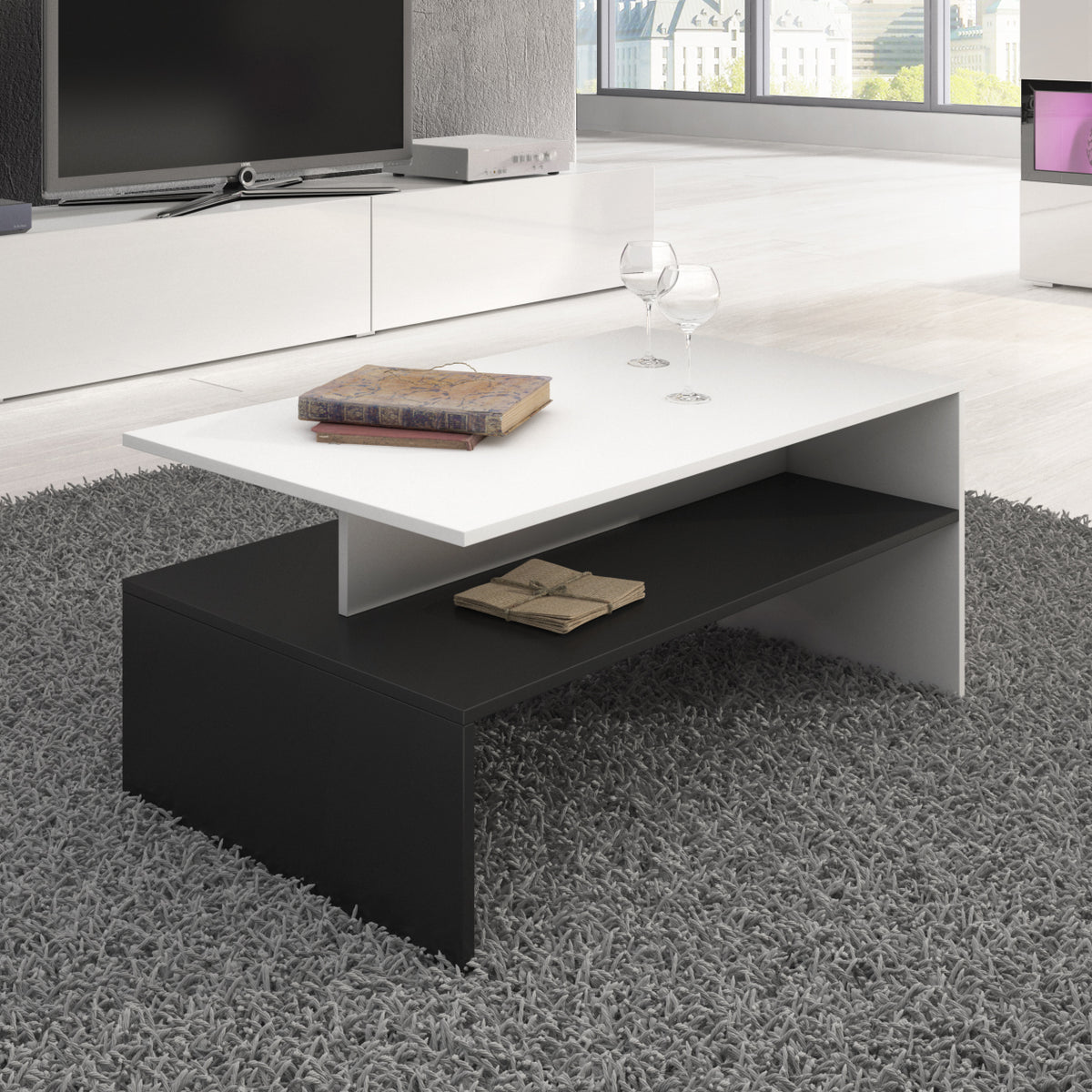 COFFEE TABLE BAROS WHITE/BLACK – Anna Furniture