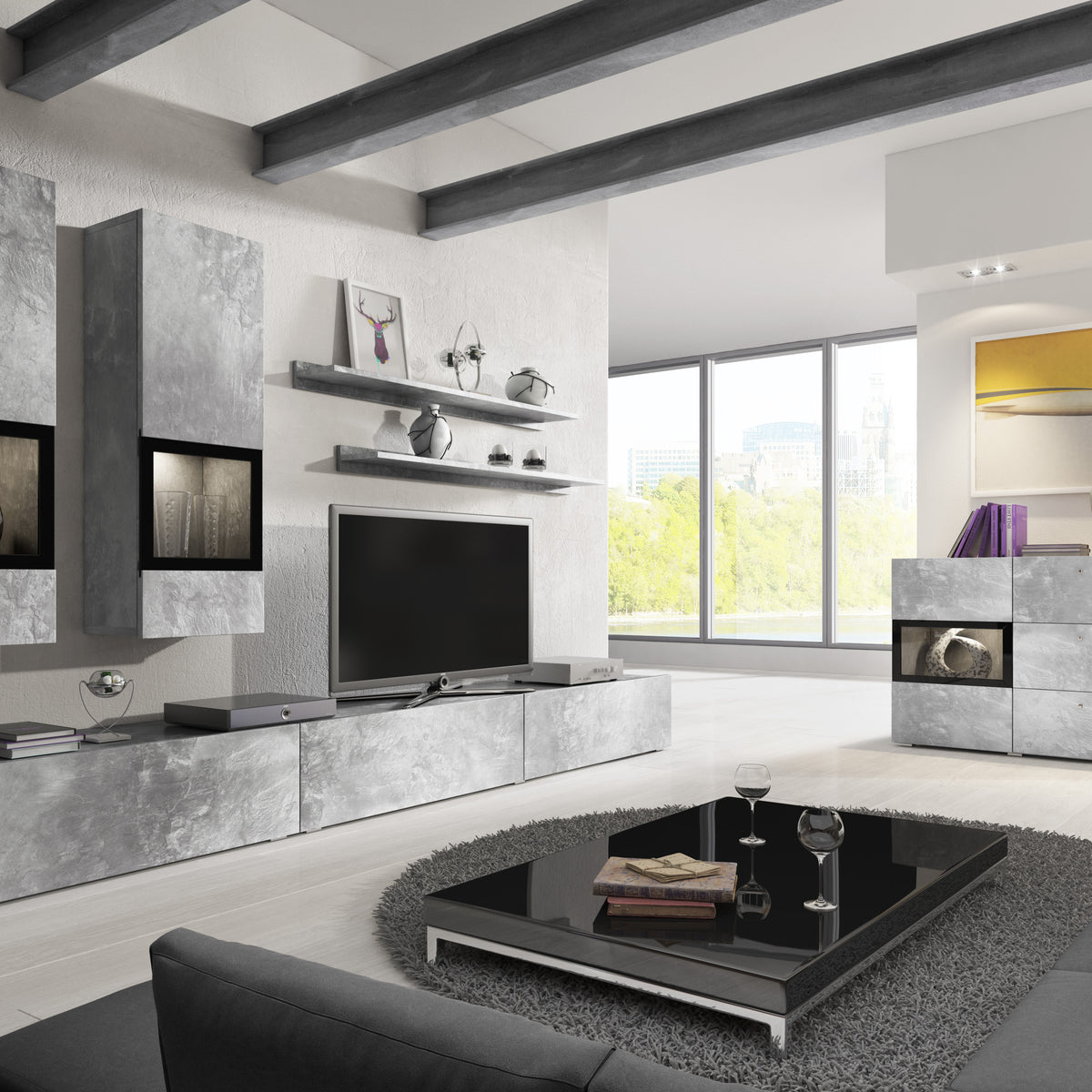 TV WALL UNIT BAROS MONTREAL LIGHT – Anna Furniture
