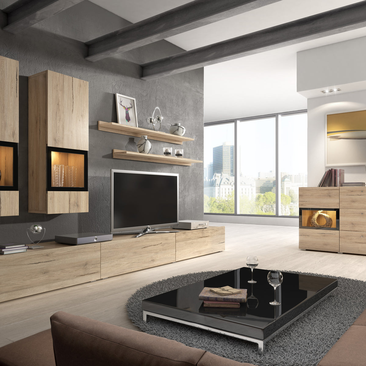 TV WALL UNIT BAROS SAN REMO LIGHT – Anna Furniture