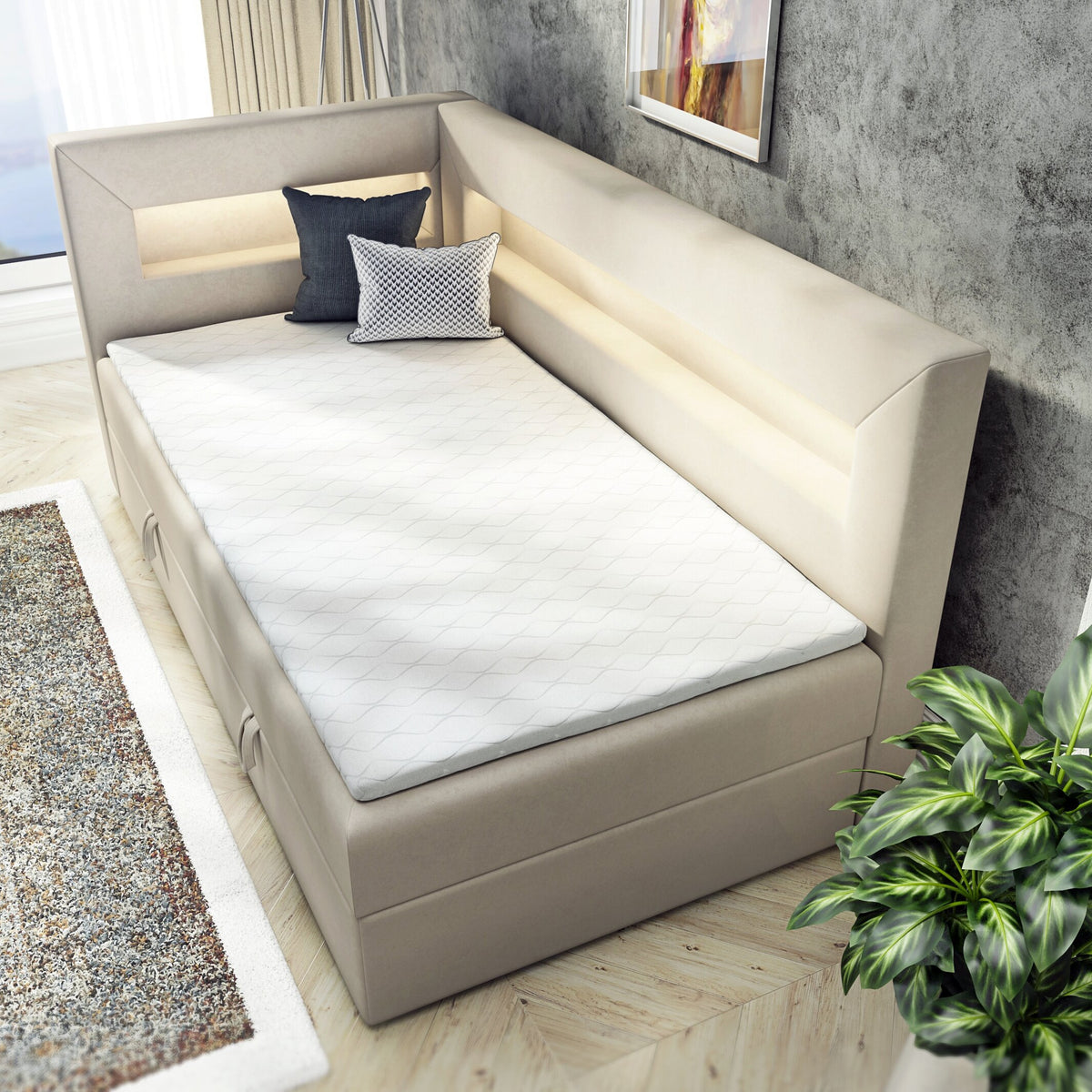 SINGLE BED ADA 80X200CM WITH LED LIGHT – Anna Furniture
