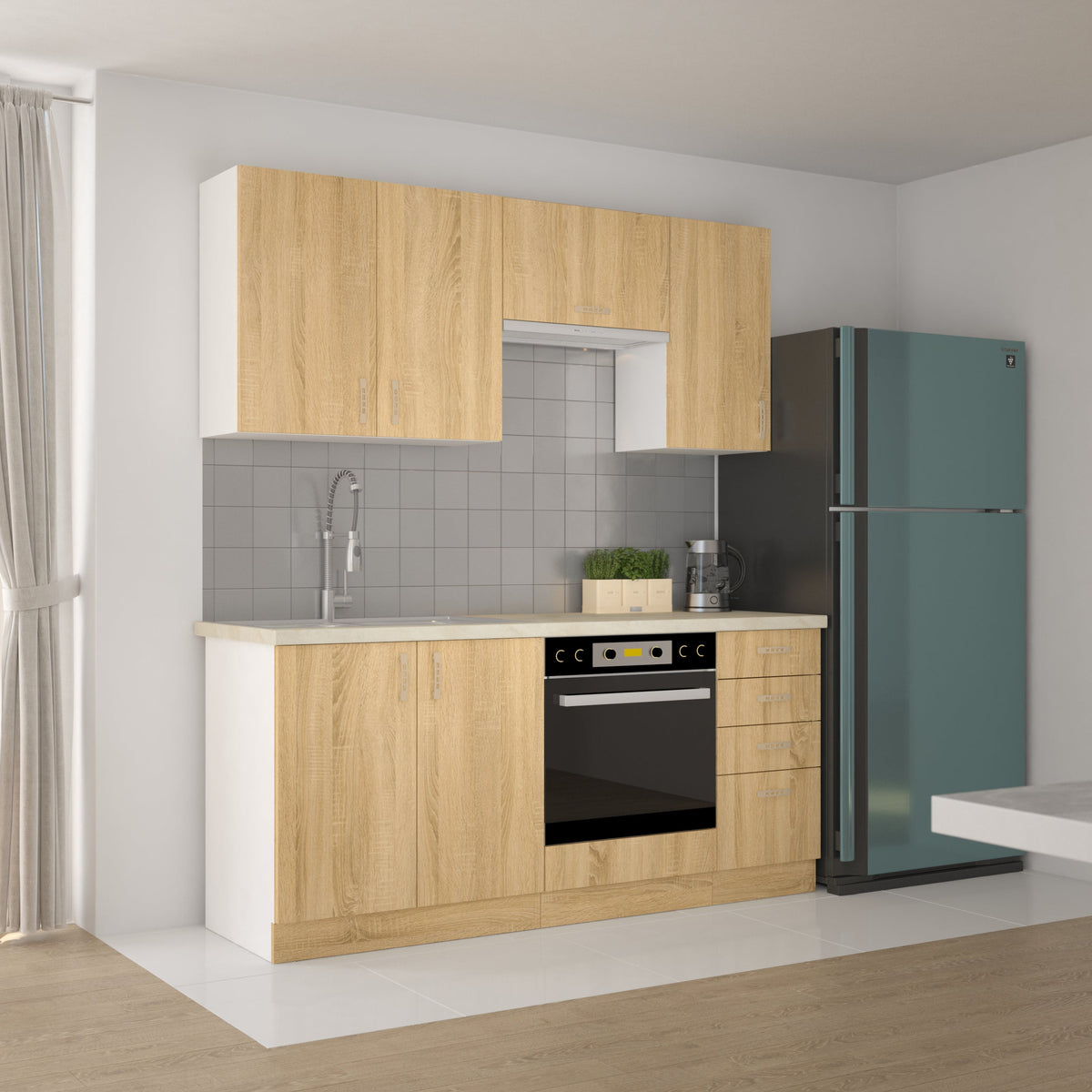 SARA KITCHEN SET SONOMA OAK – Anna Furniture