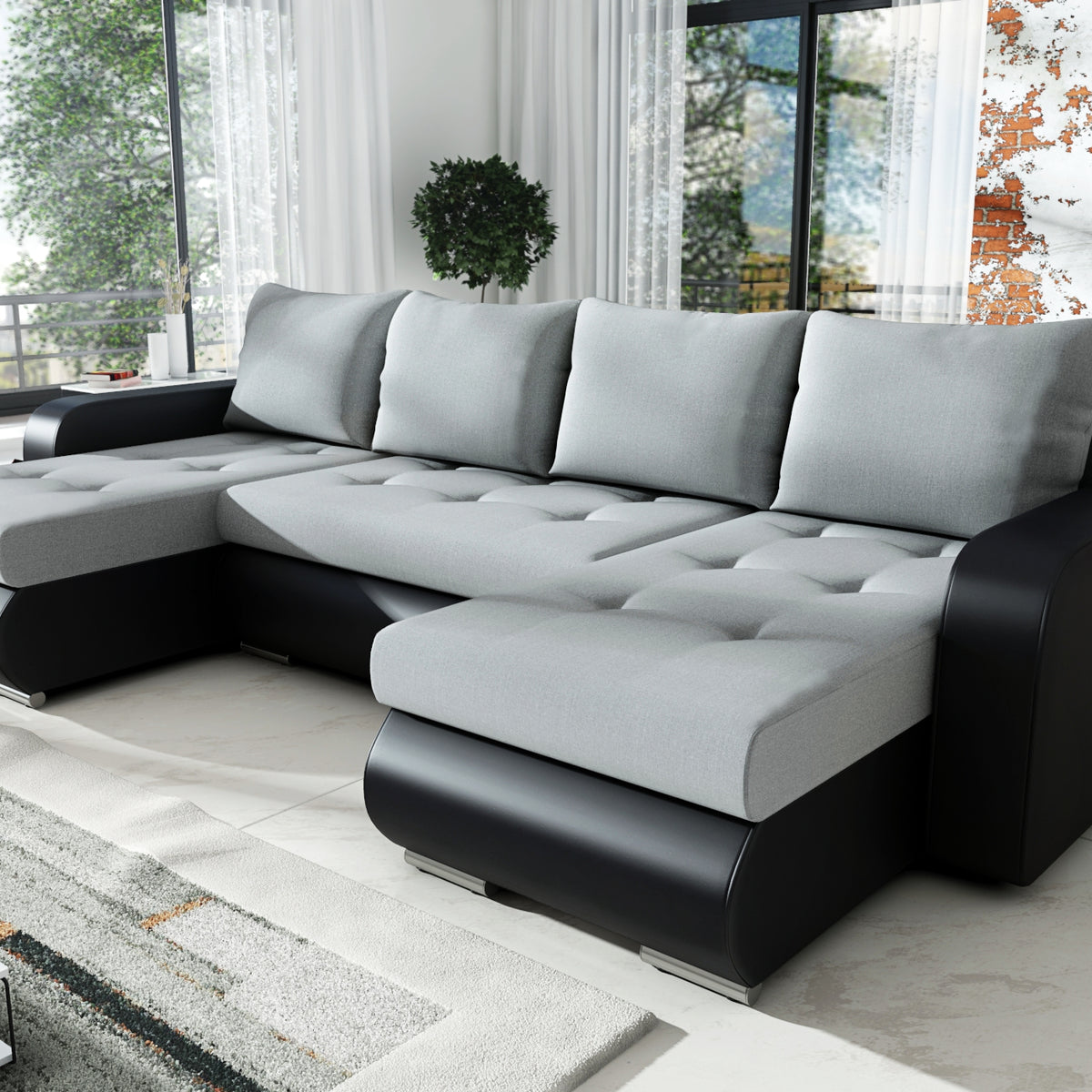 CORNER SOFA BED DAVY U 300CM CHOICE OF COLORS / BONNELL SPRING + FOAM ...