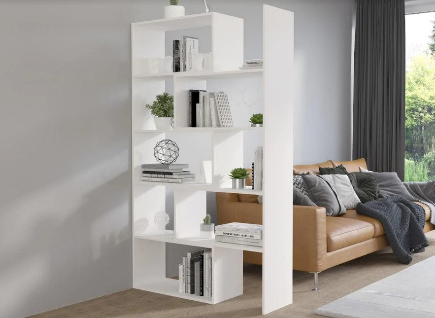 TALL 188CM BOOKCASE WHITE ADJUSTABLE WIDTH 72-125CM – Anna Furniture